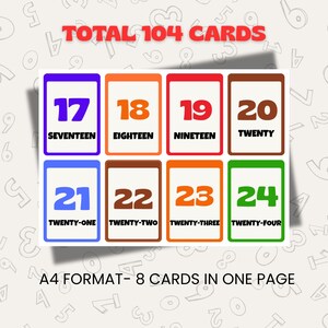 Math Flashcards for Kids: 100 Number Cards, 4 Symbols (printable PDF ...