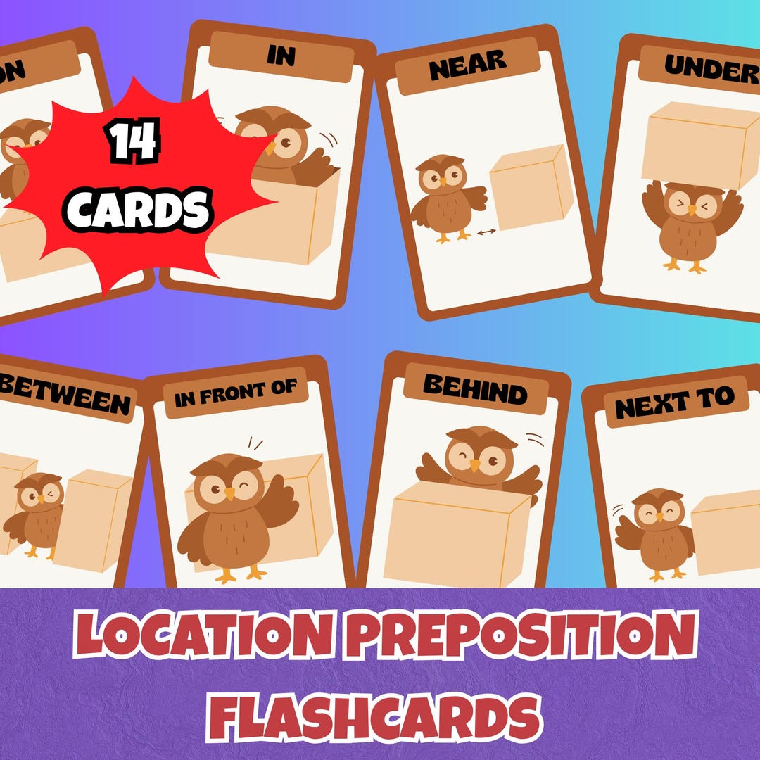 Location Prepositions Flashcards: ESL Visual Learning Cards (printable ...