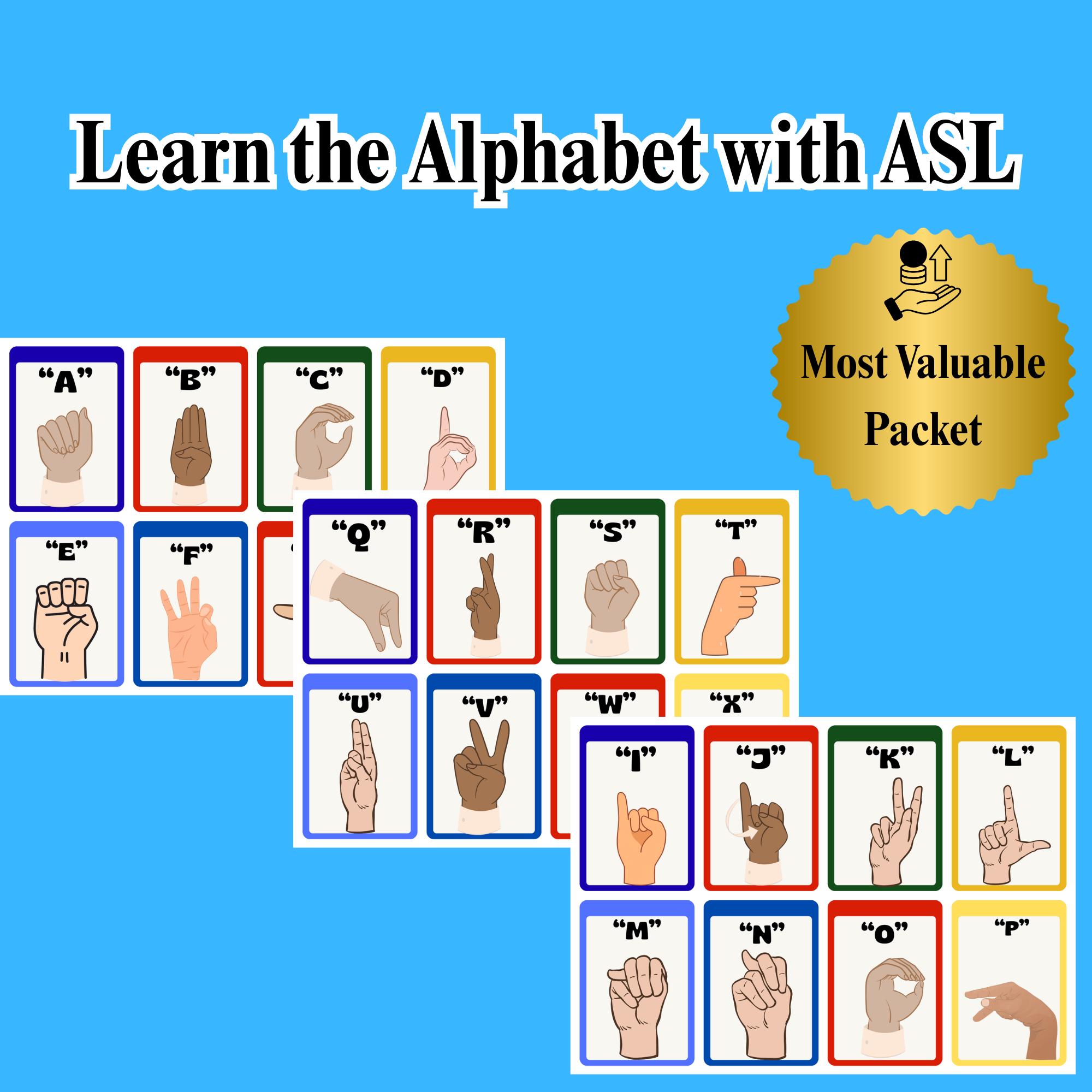 ASL Learning Bundle: Flashcards & Worksheets for Beginners - Etsy
