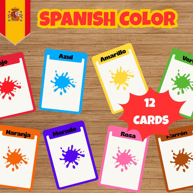 Spanish Color Flashcards: Printable Bilingual Learning Cards (PDF ...
