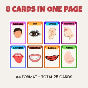 Spanish Body Parts Flashcards – 25 Printable Cards for Kids – Learn ...