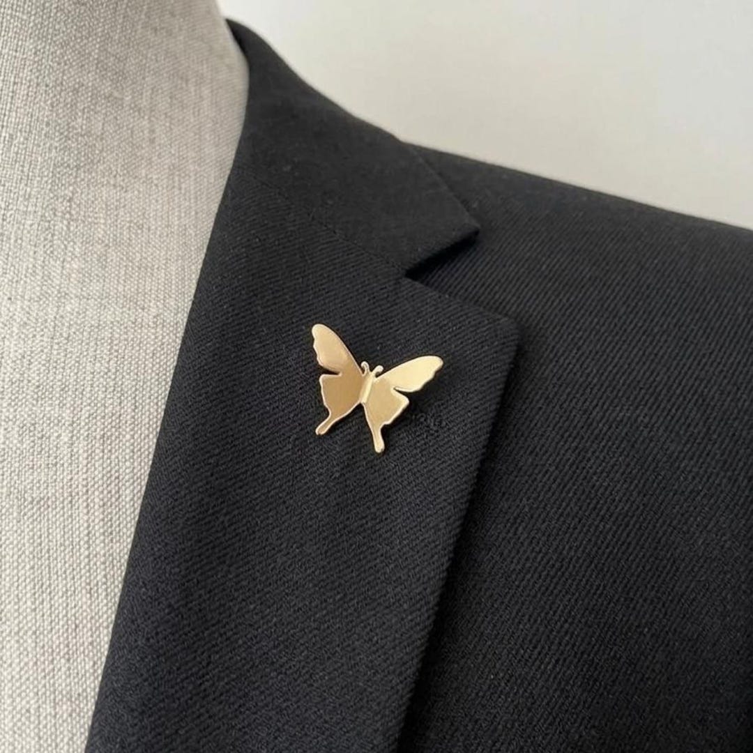 Gold Butterfly Lapel Pin, Minimalist Suit Brooch, Elegant Wedding ...