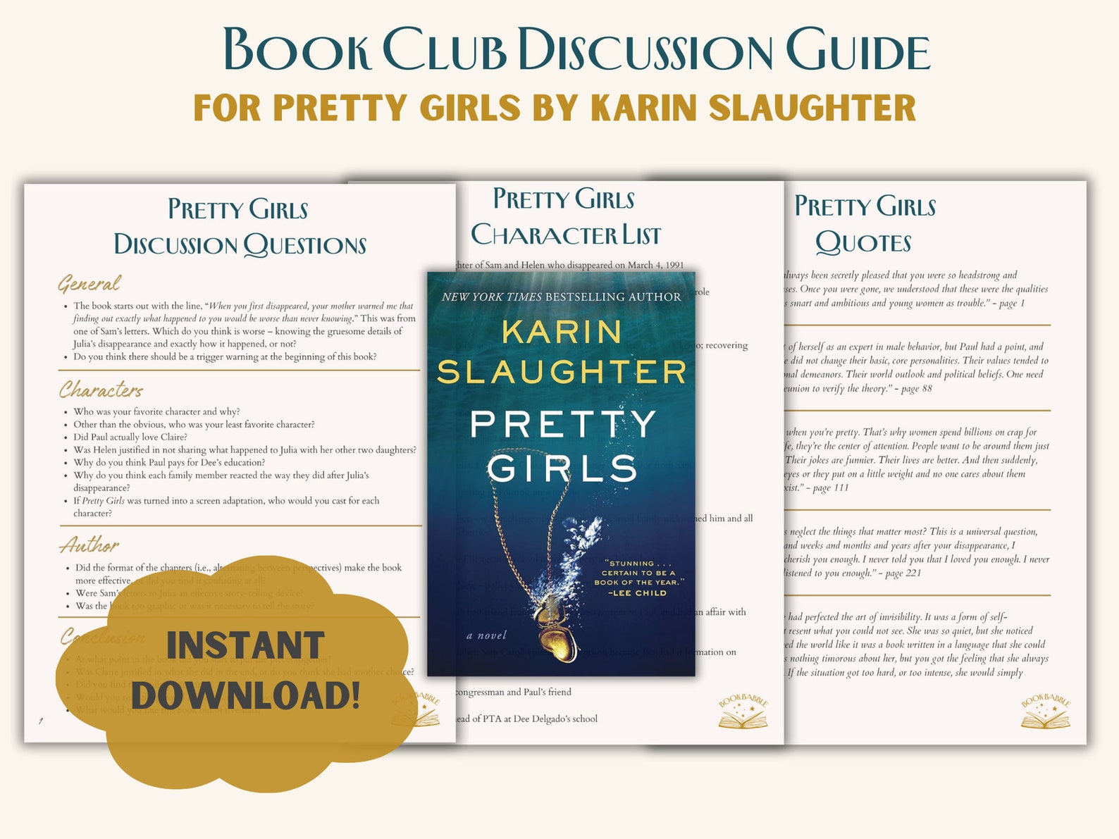 Pretty Girls Book Club Discussion Guide | Printable Guide | Book Club ...