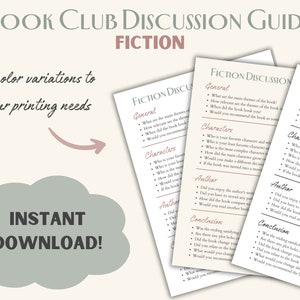 Book Club Fiction Discussion Guide | Book Club Questions - Etsy