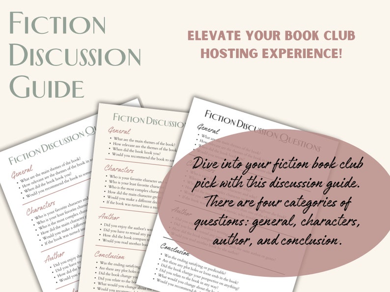 Book Club Fiction Discussion Guide | Book Club Questions - Etsy