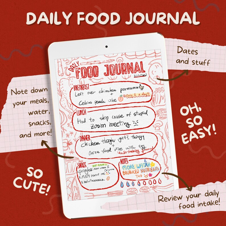 BASICSL*T FOOD JOURNAL, Meal Planner, Digital Notepad, Cute Digital ...