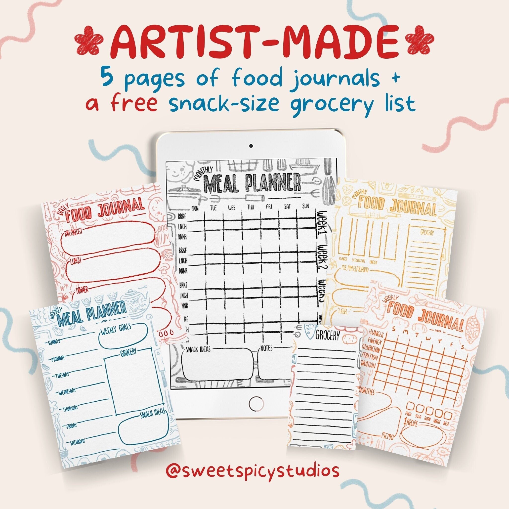 BASICSLT FOOD JOURNAL, Meal Planner, Digital Notepad, Cute Digital ...