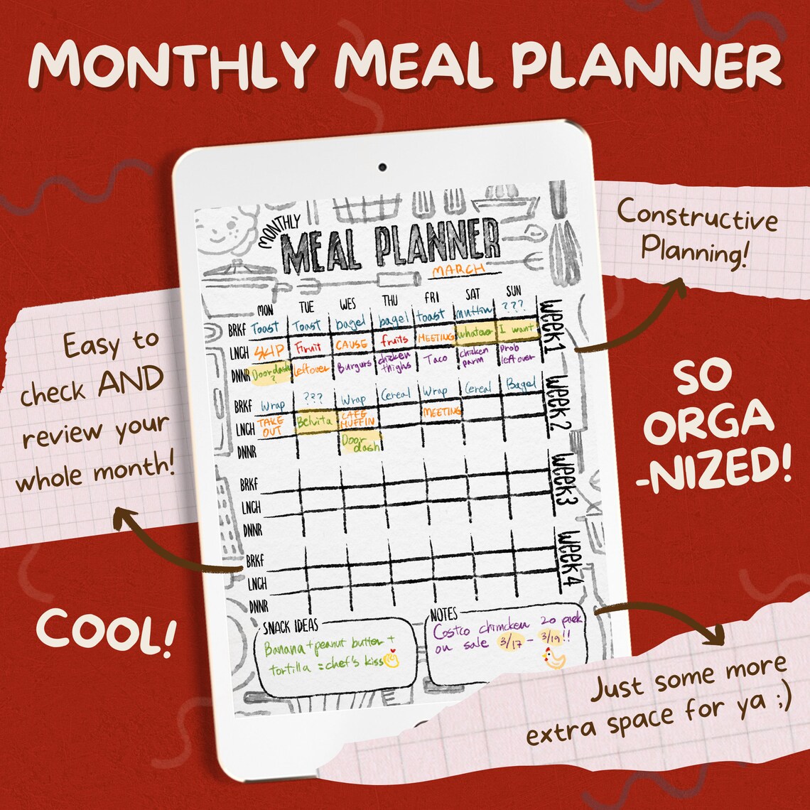 BASICSLT FOOD JOURNAL, Meal Planner, Digital Notepad, Cute Digital ...