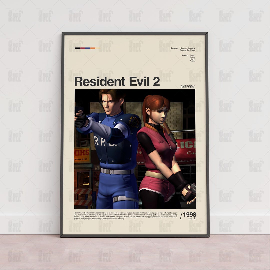 Resident Evil 2 Poster, Gaming Room Poster, Gaming Wall Poster, Gaming ...