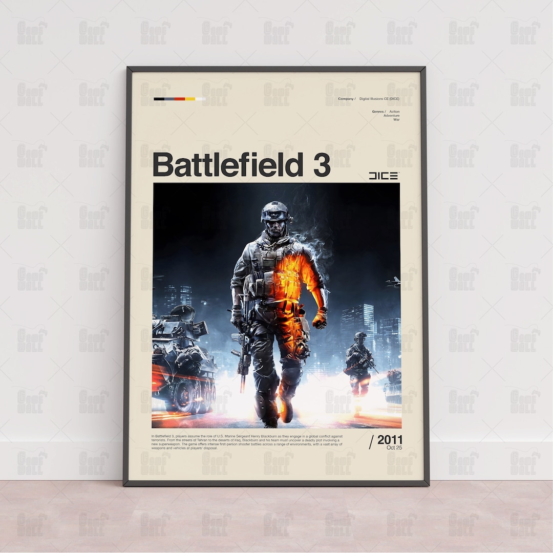 Battlefield 3 Poster, Gaming Room Poster, Gaming Wall Poster, Gaming ...