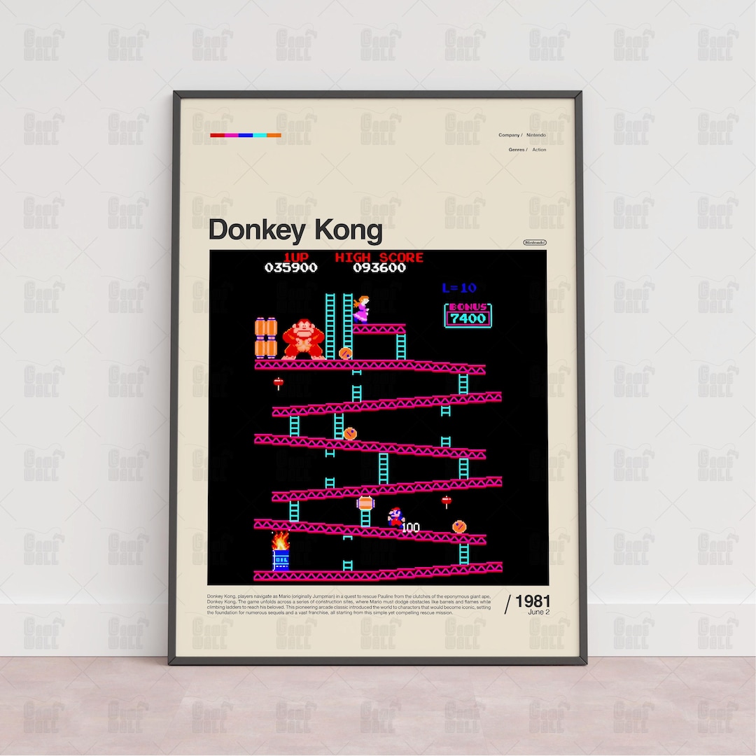 Donkey Kong Poster, Gaming Room Poster, Gaming Wall Poster, Gaming ...