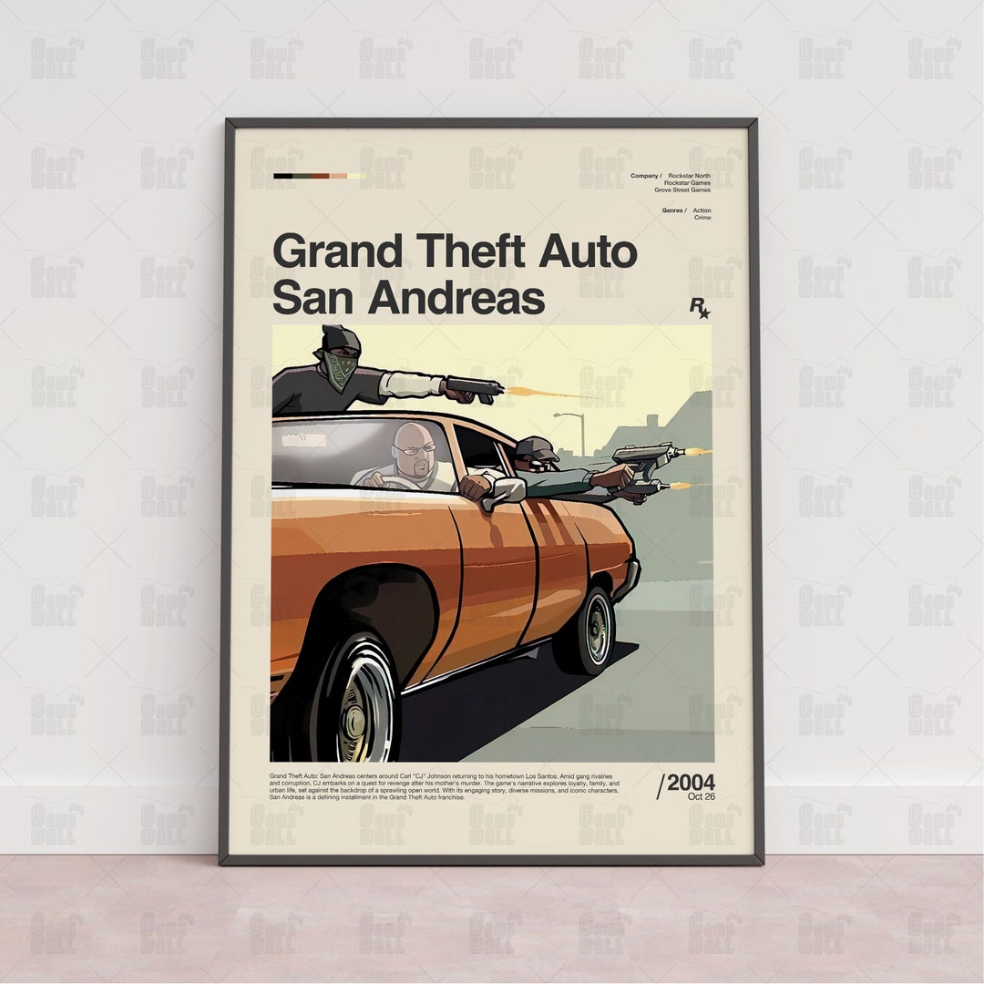 GTA San Andreas Poster, Gaming Room Poster, Gaming Wall Poster, Gaming ...