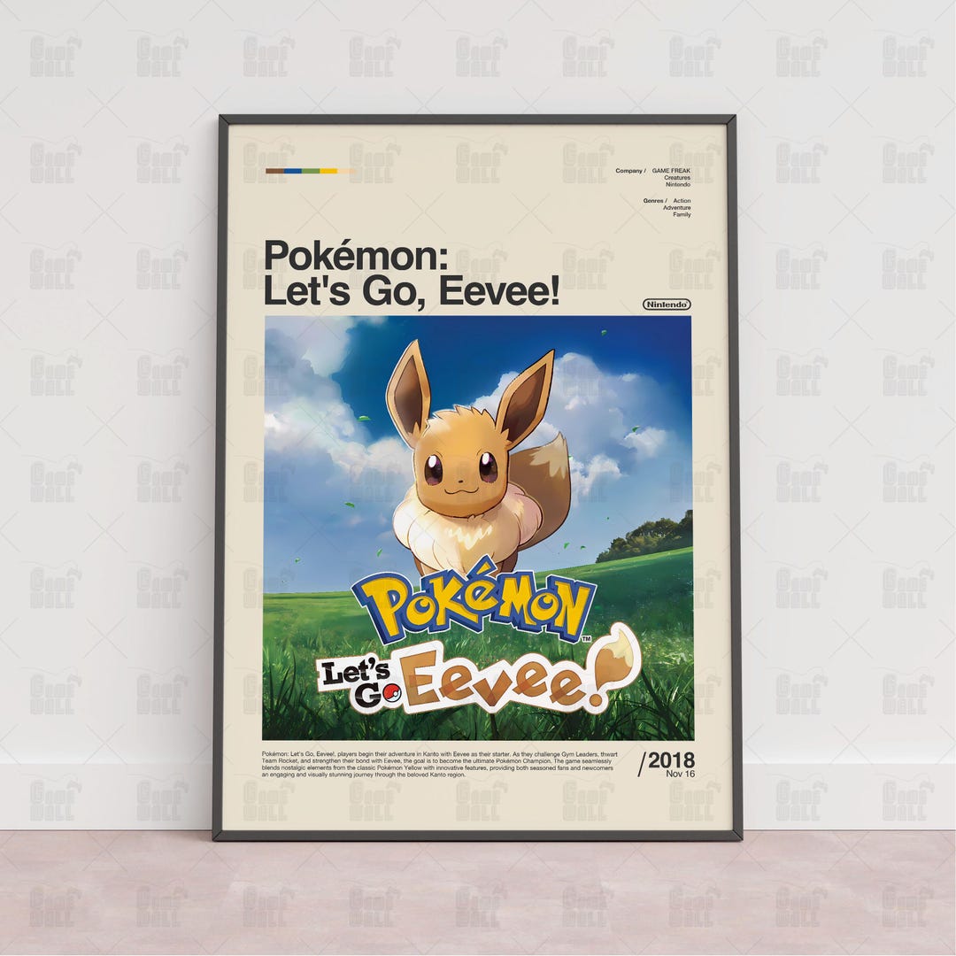 Pokemon Lets Go, Eevee Poster,gaming Room Poster, Gaming Wall Poster ...