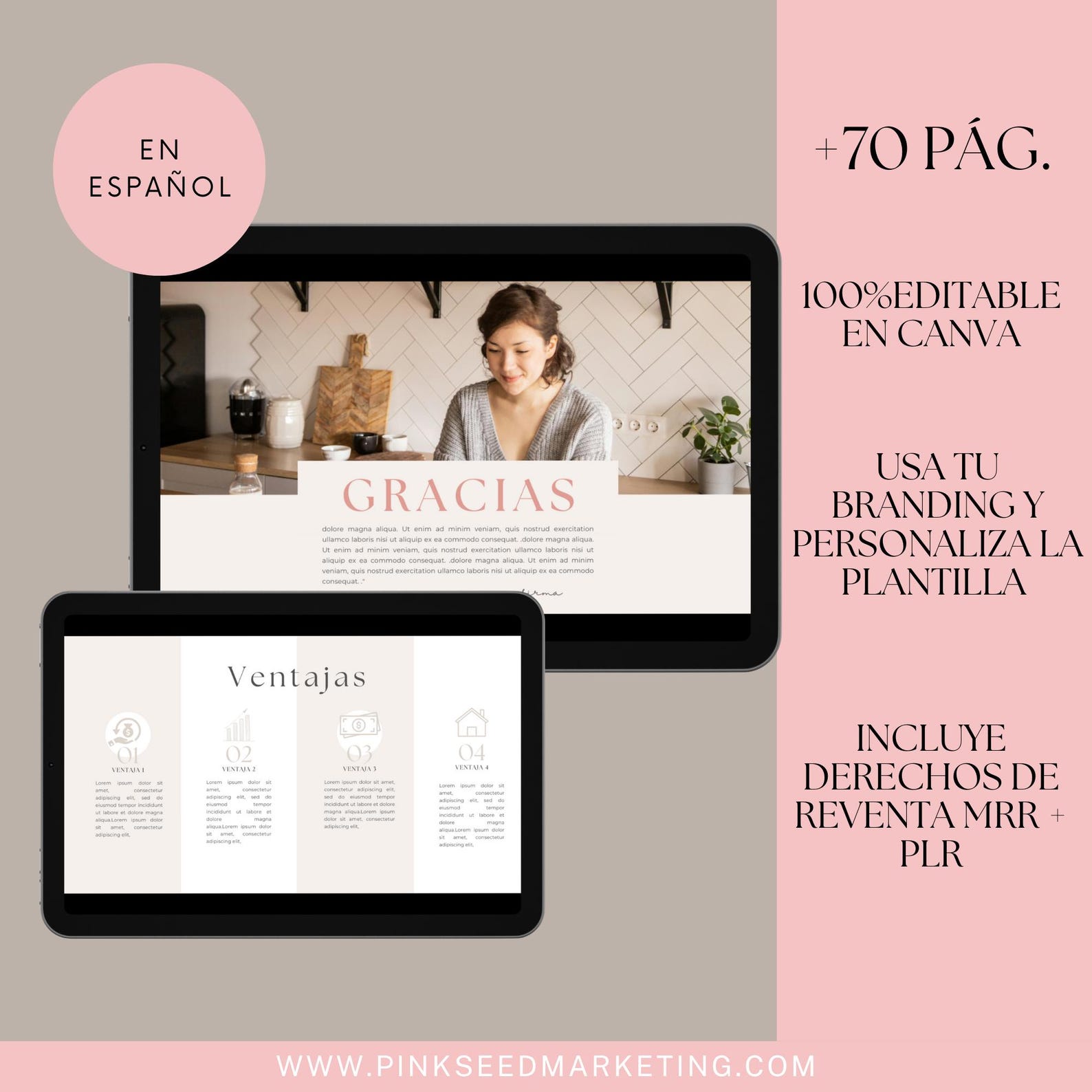 Webinar & Slide Deck Template Bundle in Spanish, Canva Template for ...