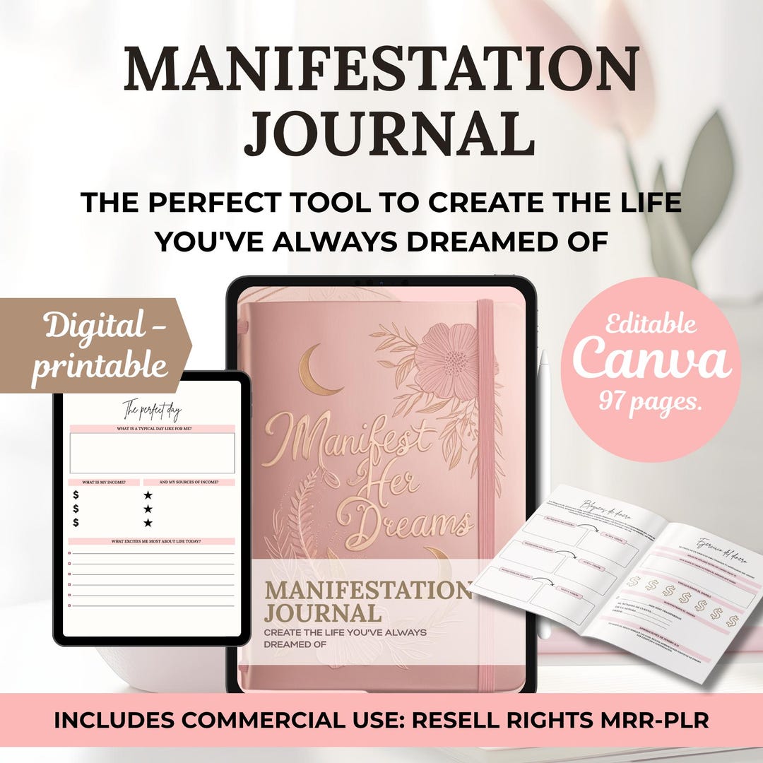 Editable Manifestation Journal: Canva Template With Resell Rights - Law ...