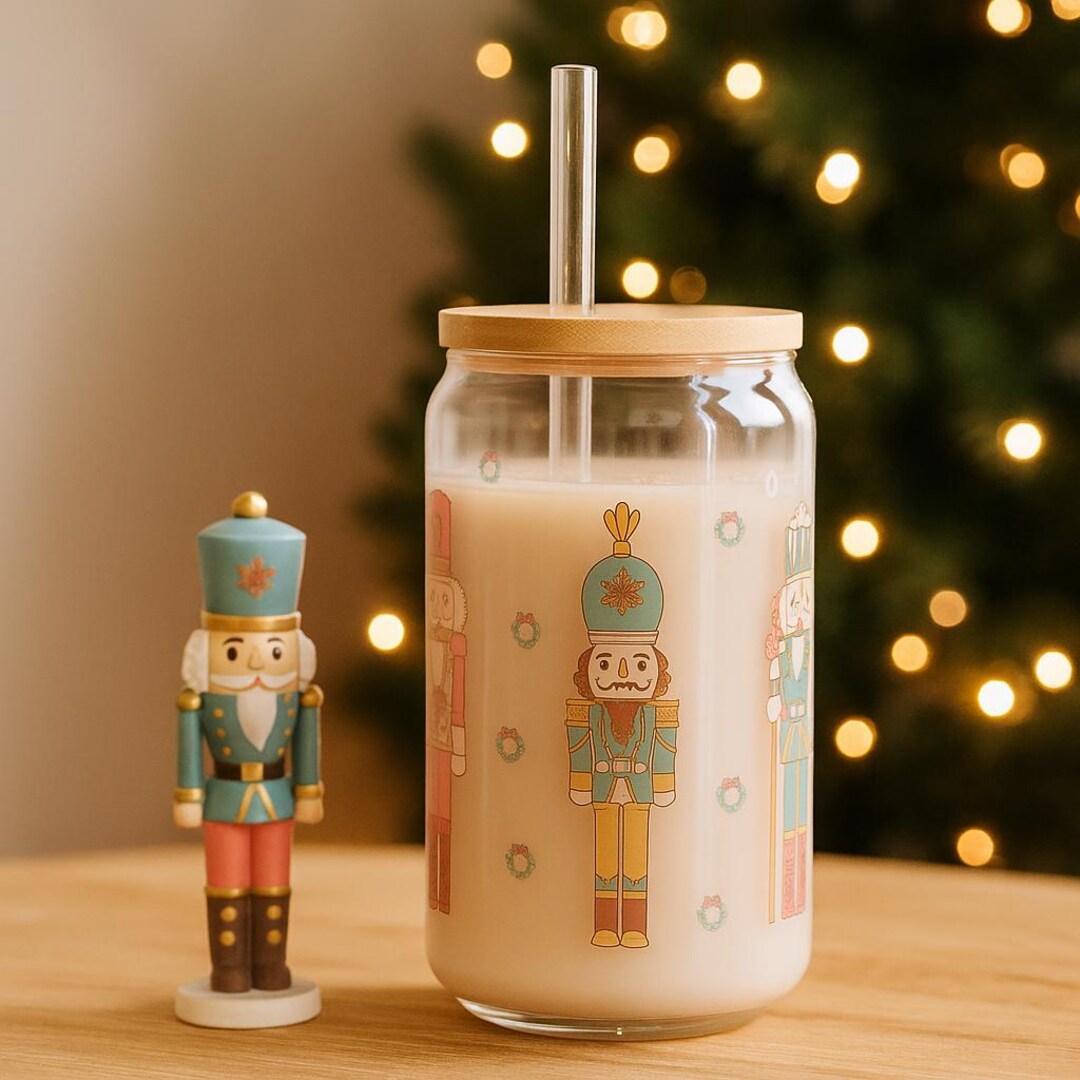 Christmas Nutcracker Tumbler Sipper Glass Cups, Cup With Lid and Straw ...