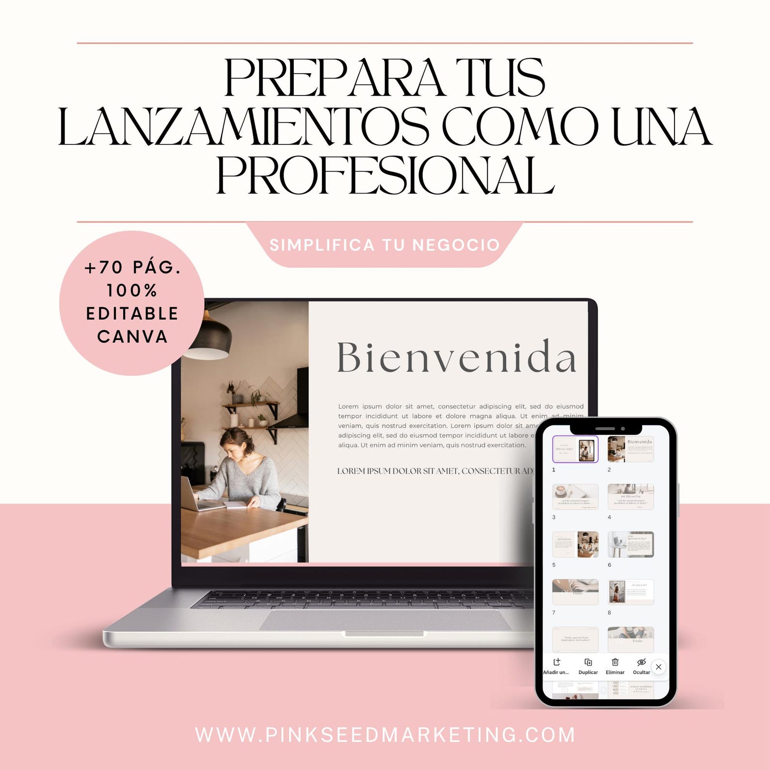 Webinar & Slide Deck Template Bundle in Spanish, Canva Template for ...