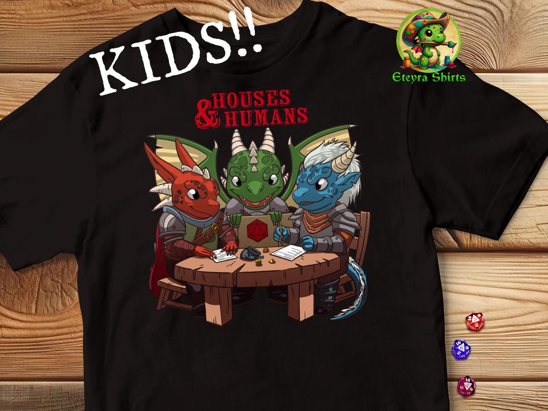 Kid Size Funny Houses and Humans T-shirt D&D Dragons Parody for Him or ...