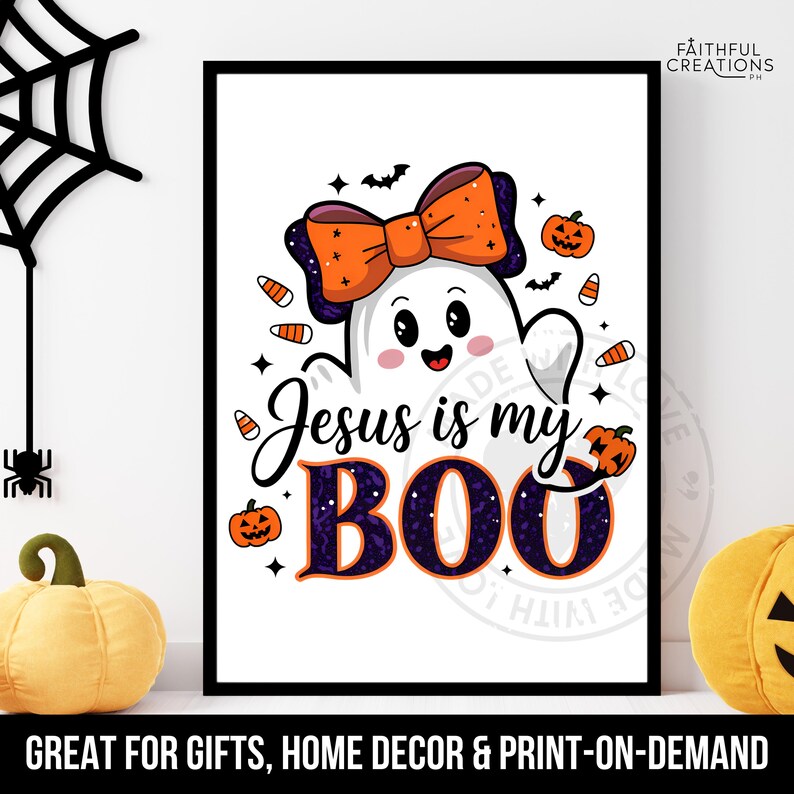 Cute Ghost Coquette Bow PNG Jesus is My Boo Christian Halloween Shirt ...