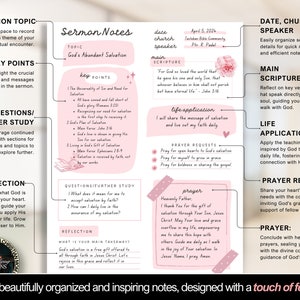 Pink Sermon Notes Printable: Christian Bible Study Template (digital ...