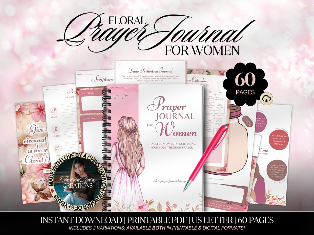 Pink Floral Prayer Journal for Women: Christian Printable (PDF) - Etsy
