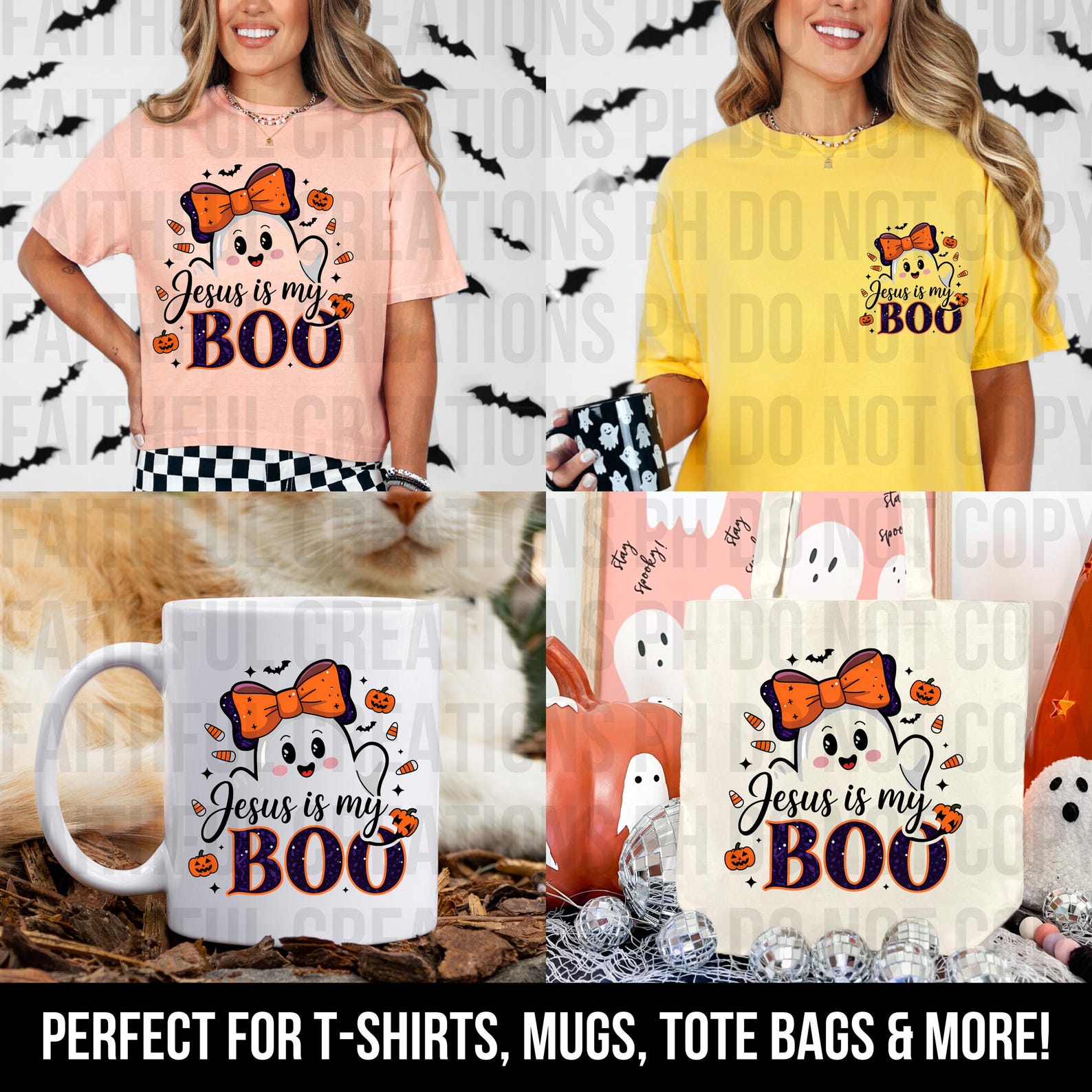 Cute Ghost Coquette Bow PNG Jesus is My Boo Christian Halloween Shirt ...