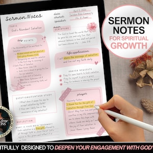 Pink Sermon Notes Printable: Christian Bible Study Template (digital ...