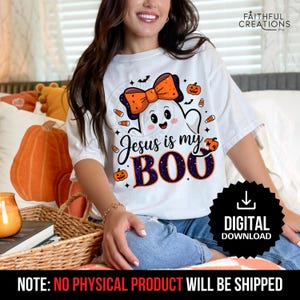 Cute Ghost Coquette Bow PNG Jesus is My Boo Christian Halloween Shirt ...
