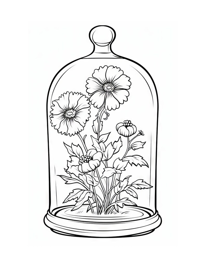 Terrarium Coloring Pages Botanical Illustrations, Succulent Designs ...