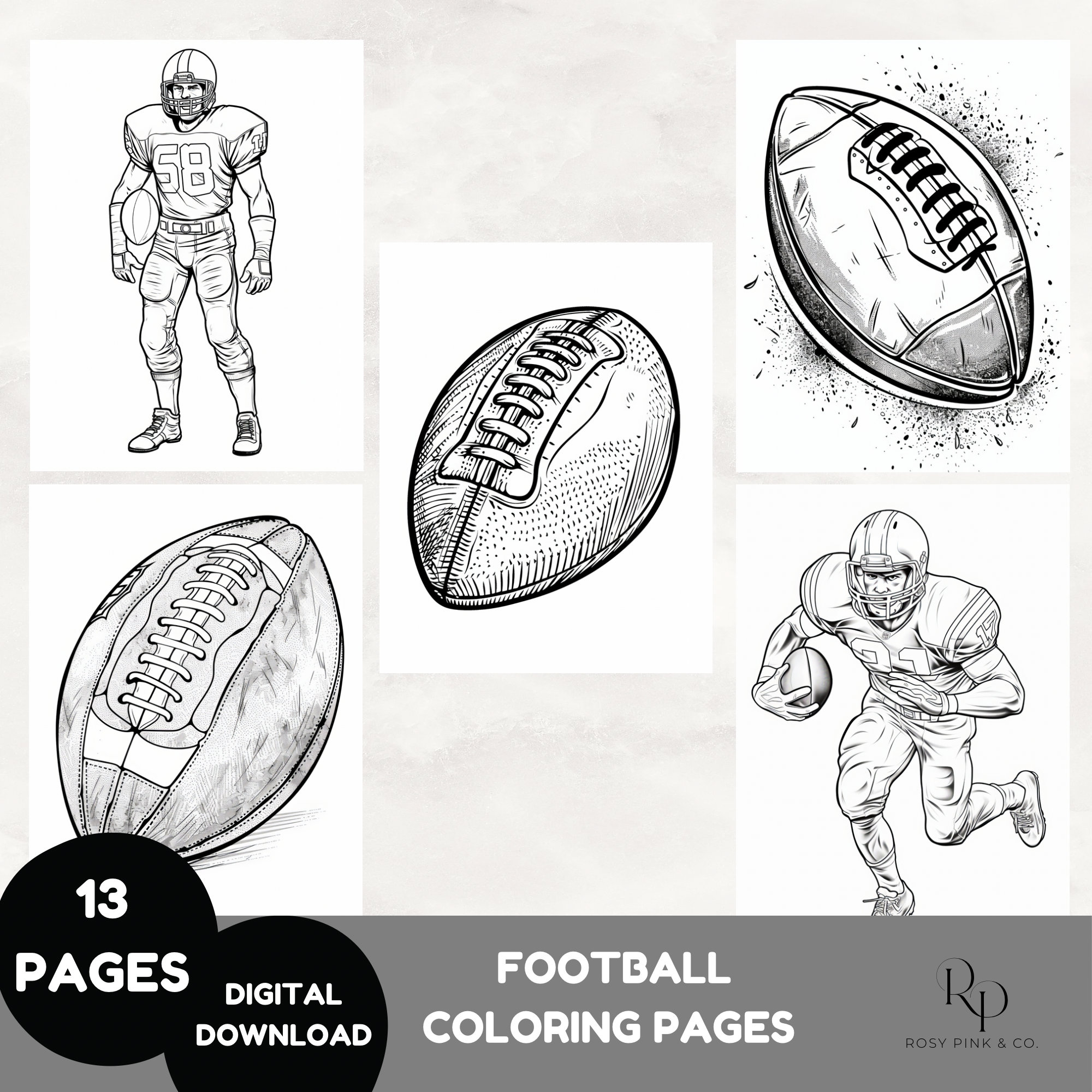American Football Coloring Pages Printable Sports Activity for Kids and ...