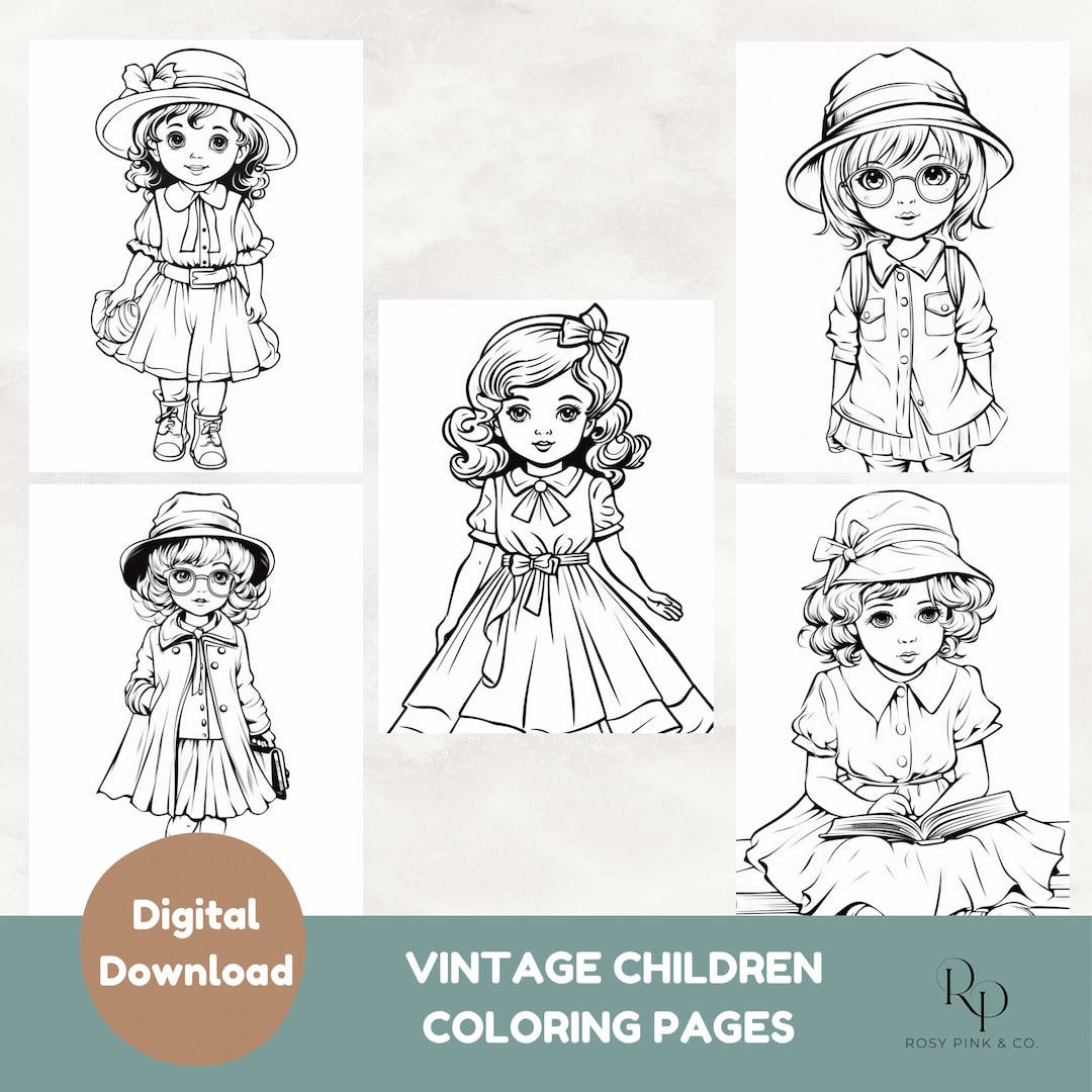 Charming Classics: Printable Vintage Children's Coloring Pages Retro ...