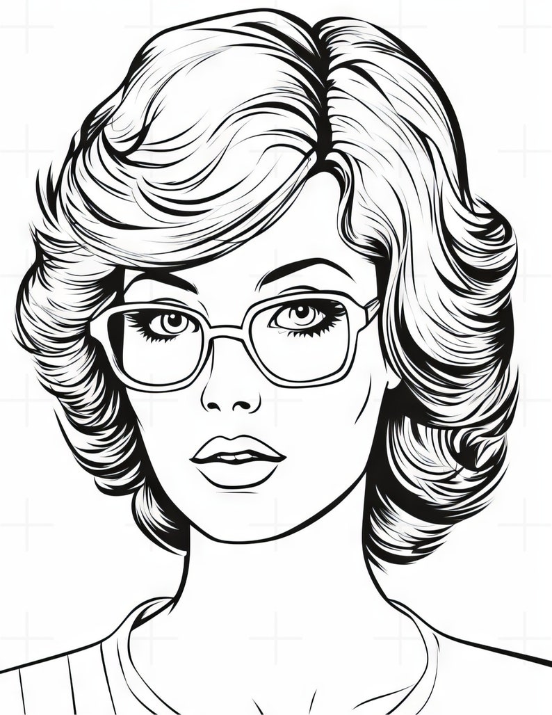 Groovy 1960s Women: Printable Retro Coloring Pages for Adults Digital ...