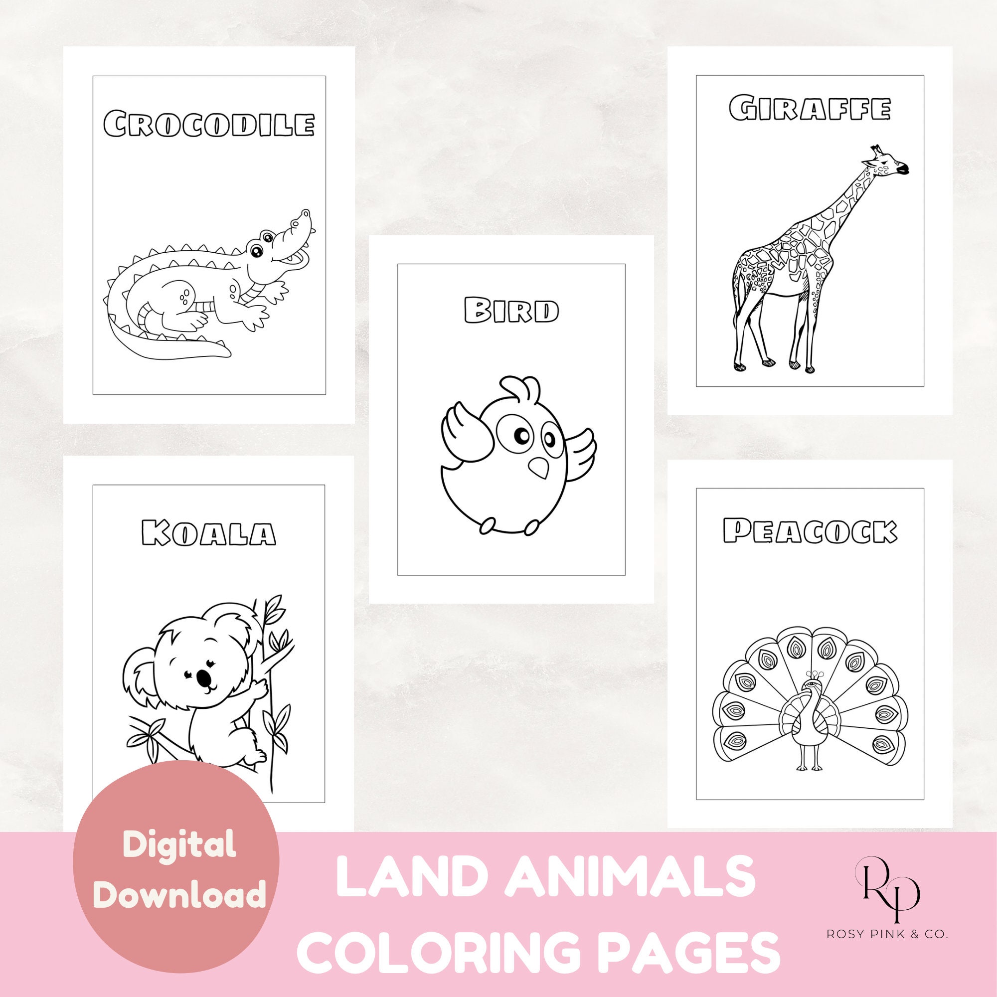 Land Animals Printable Coloring Pages, Wild Animals Coloring Giraffe ...