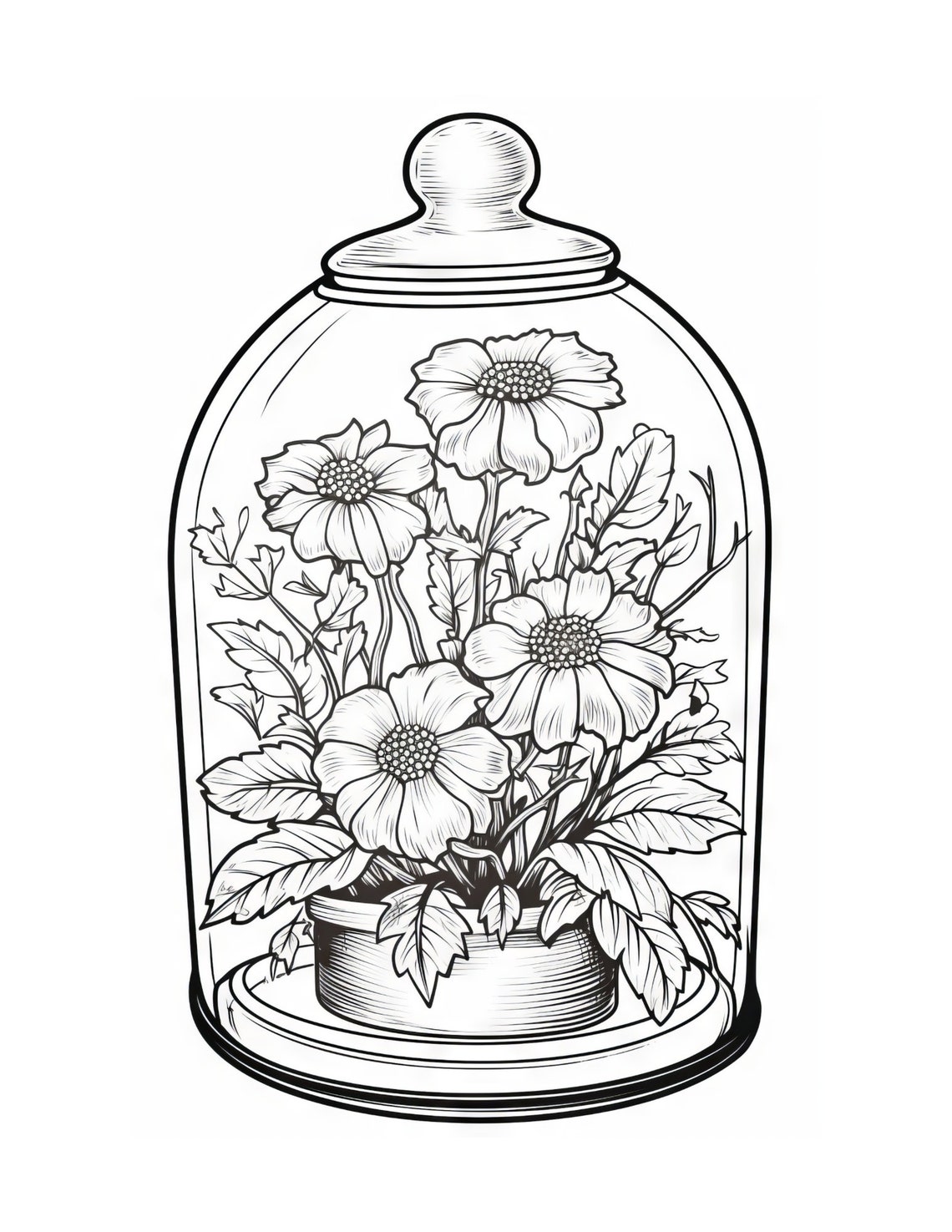 Terrarium Coloring Pages Botanical Illustrations, Succulent Designs ...
