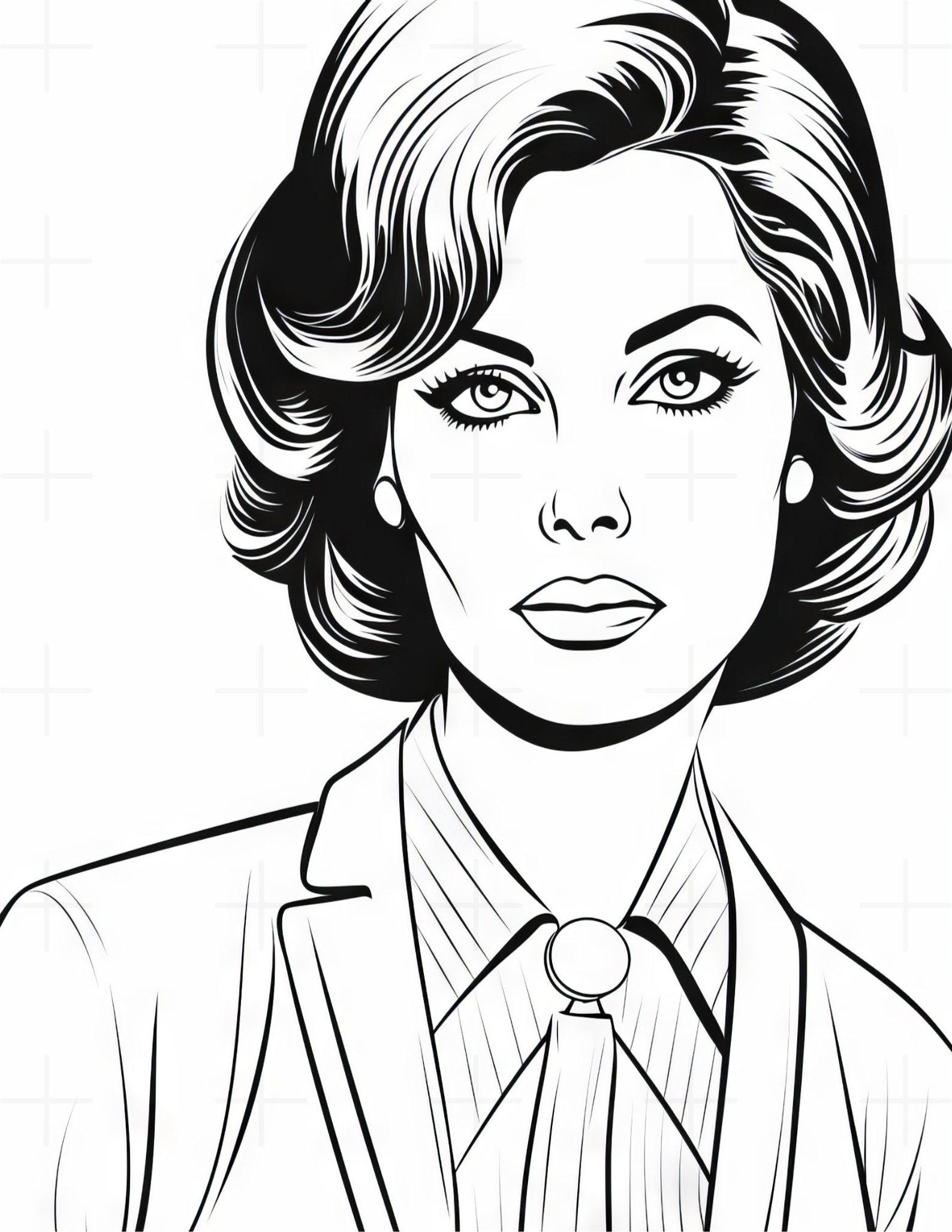 Groovy 1960s Women: Printable Retro Coloring Pages for Adults Digital ...