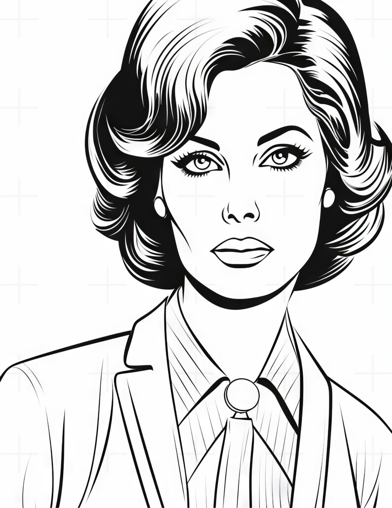 Groovy 1960s Women: Printable Retro Coloring Pages for Adults Digital ...