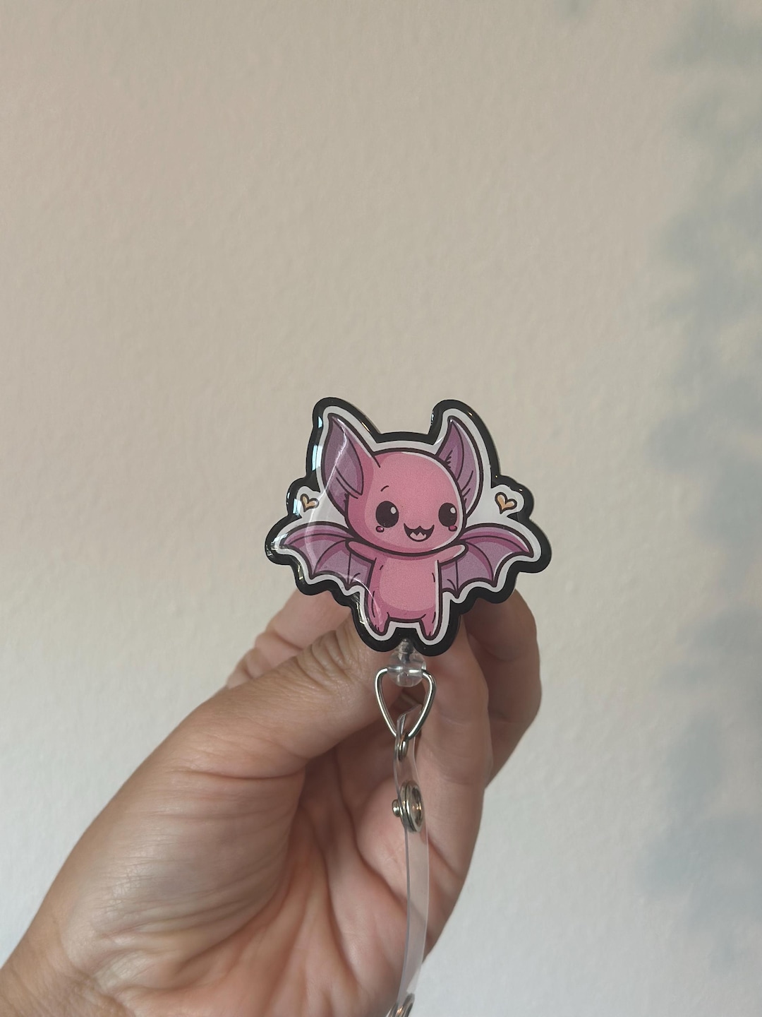 Pink Bat Badge Reel - Etsy