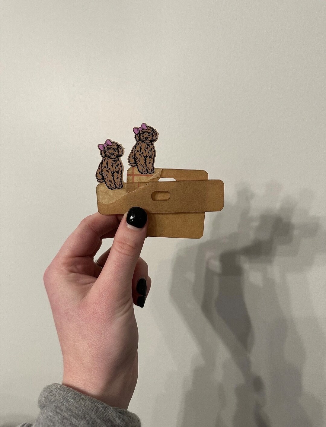 Light Tan Doodle With Bow Badge Topper | Nurse Gift | Pet Gift | Dog - Etsy