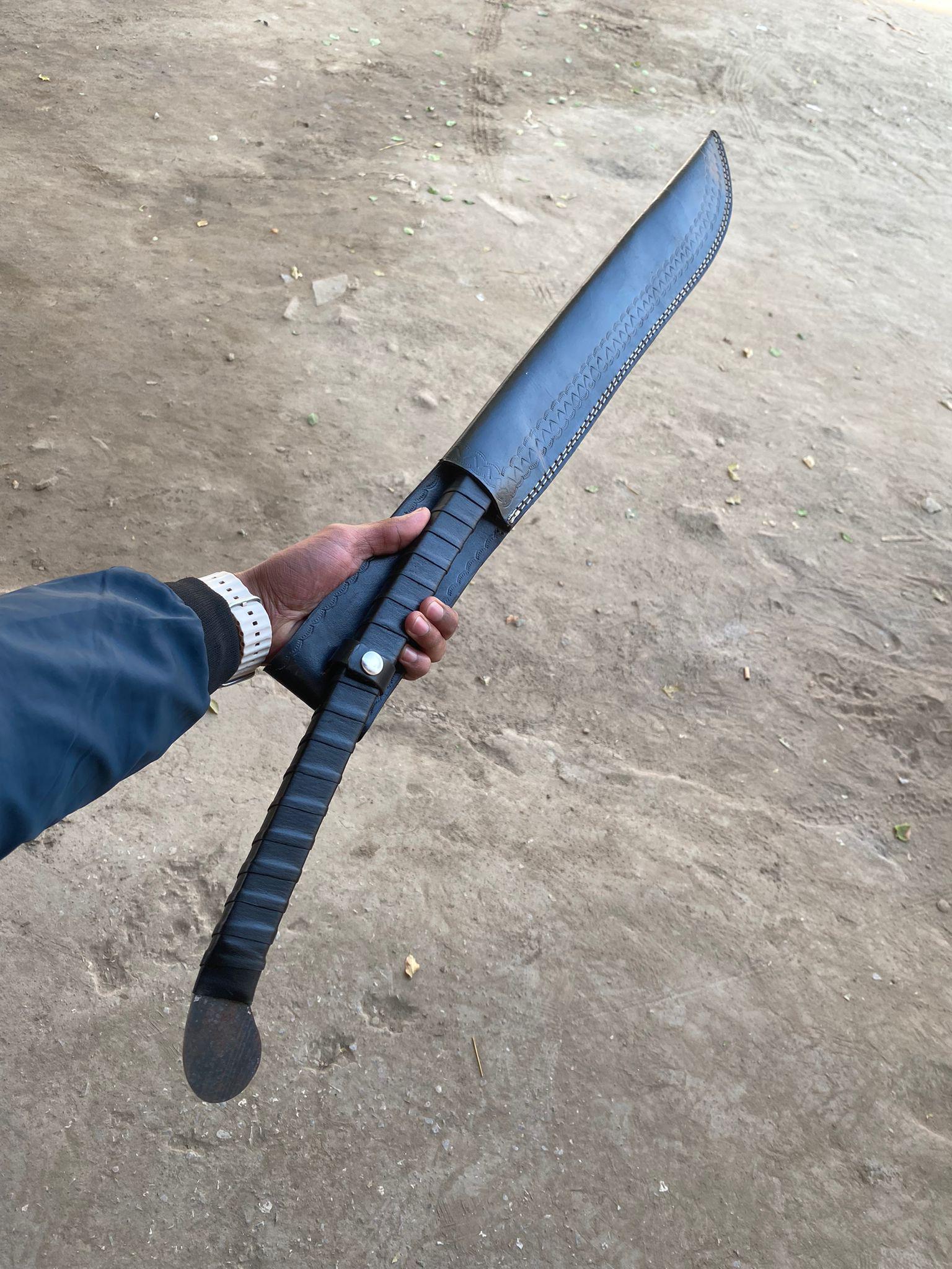 Handmade Custom Full Tang 300 Sparten Spear Steel D2 , With Leather ...