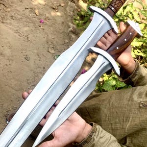 Real Handmade Custom Vikings Full Tang Sword Steel D2 With Leather ...