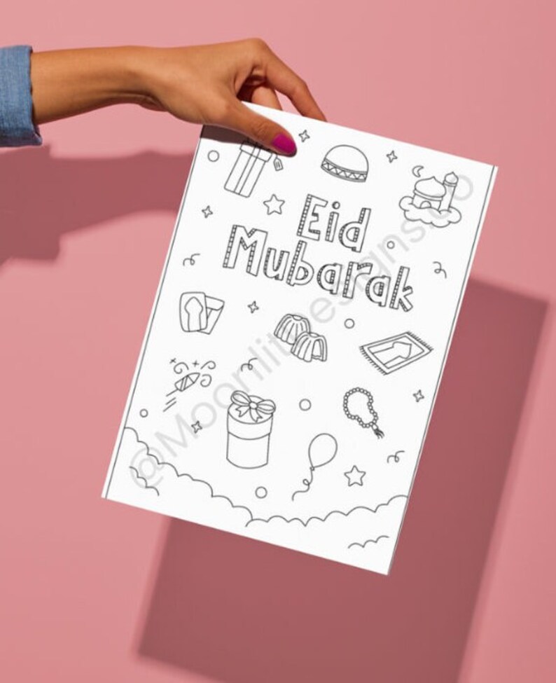 Eid Coloring Card DIGITAL | Colouring Eid Card for Kids | Instant ...