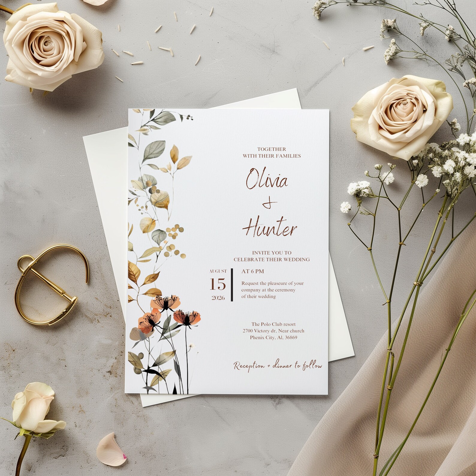 Simple Minimalist Single Page Wedding Invitation/phone Invitation ...