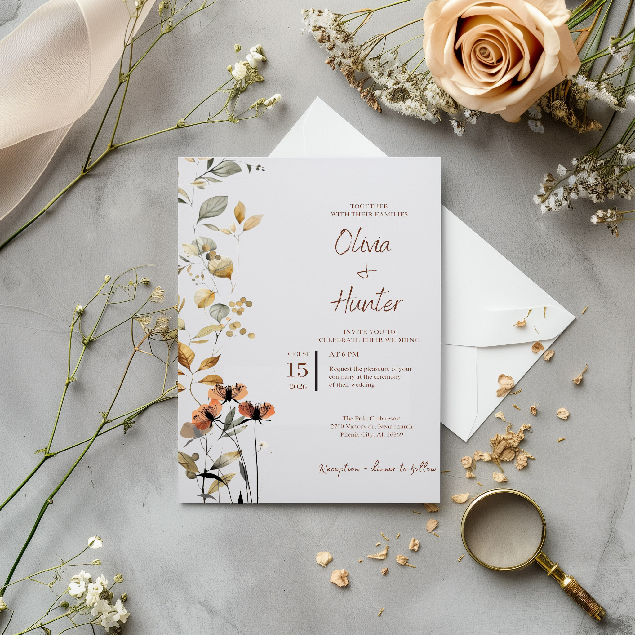 Simple Minimalist Single Page Wedding Invitation/phone Invitation ...