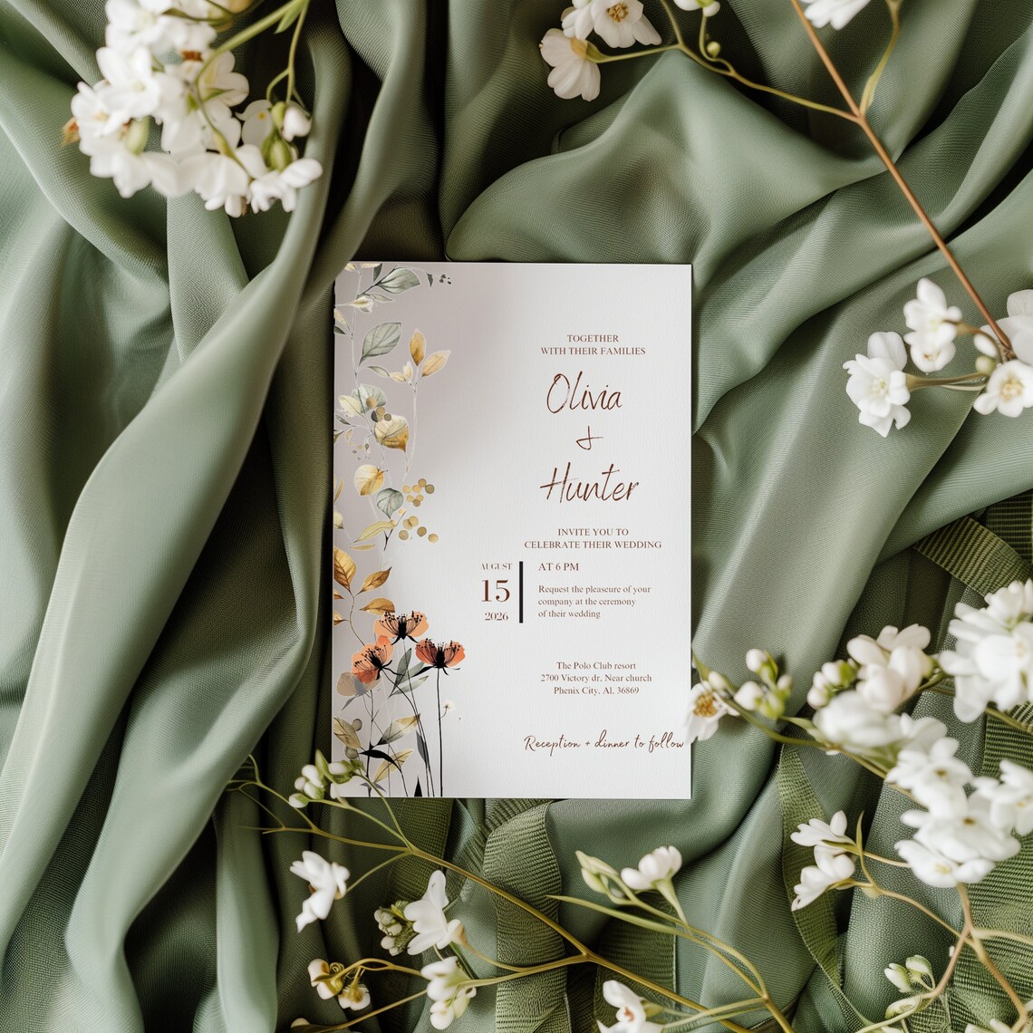 Simple Minimalist Single Page Wedding Invitation/phone Invitation ...