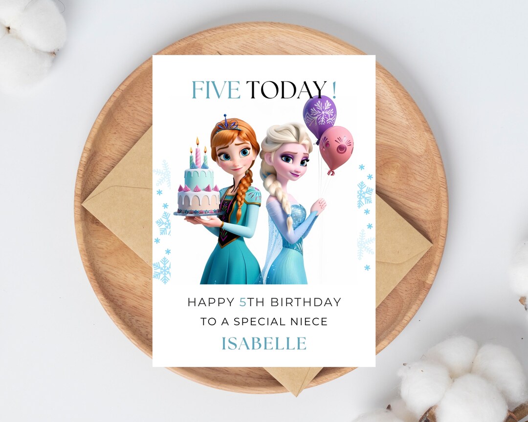 Personalized Disney Frozen Birthday Card Elsa Anna Card for Girl ...