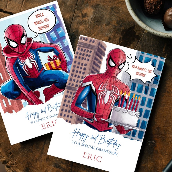 Custom Spiderman Birthday Card - Etsy