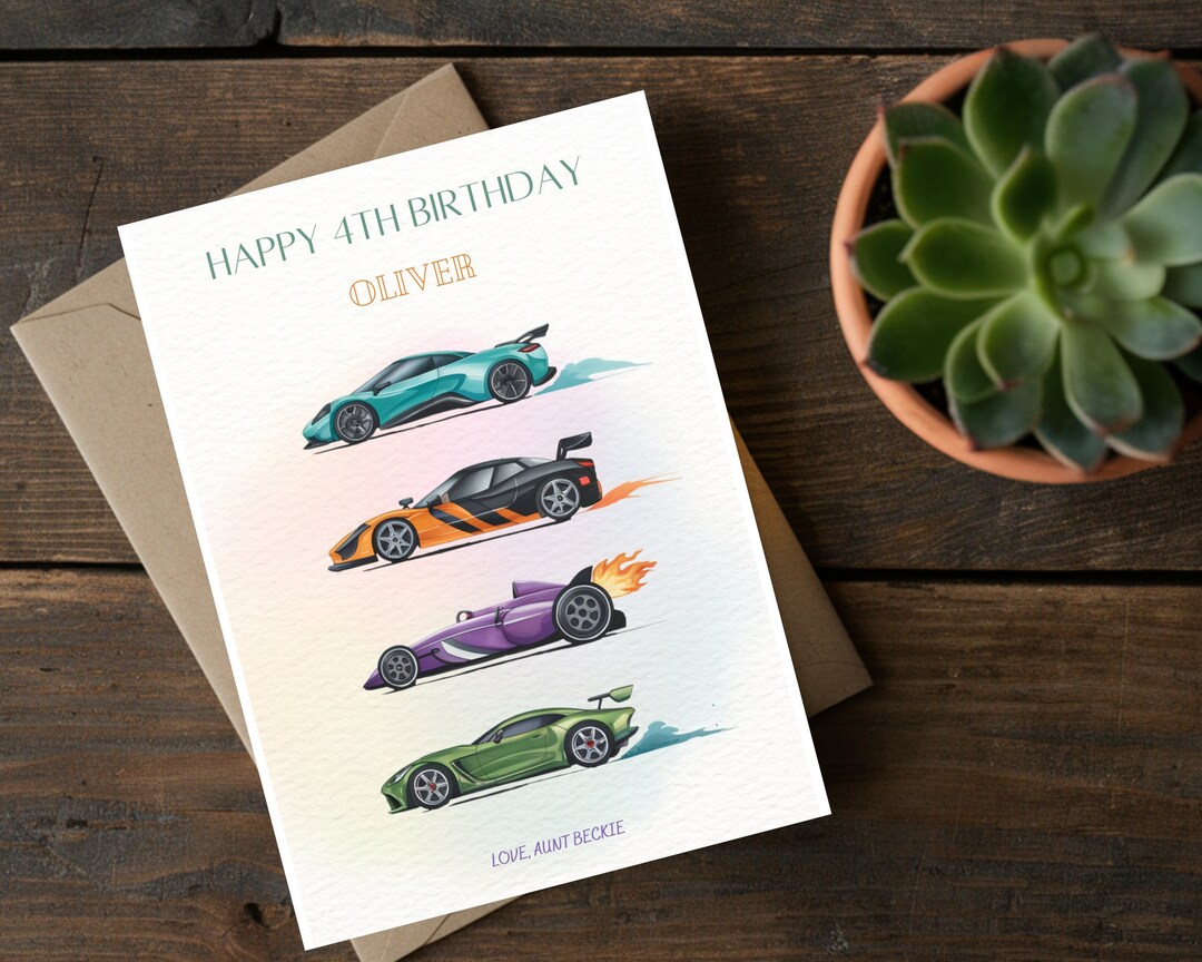 Custom Birthday Card for Little Boys Race Car Birthday Card CARD113 - Etsy