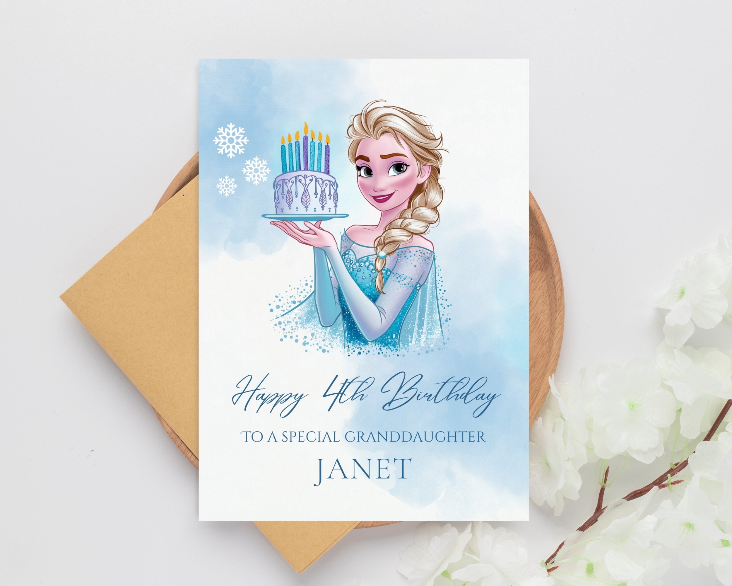 Personalized Disney Frozen Themed Birthday Card Disney Elsa Greeting ...