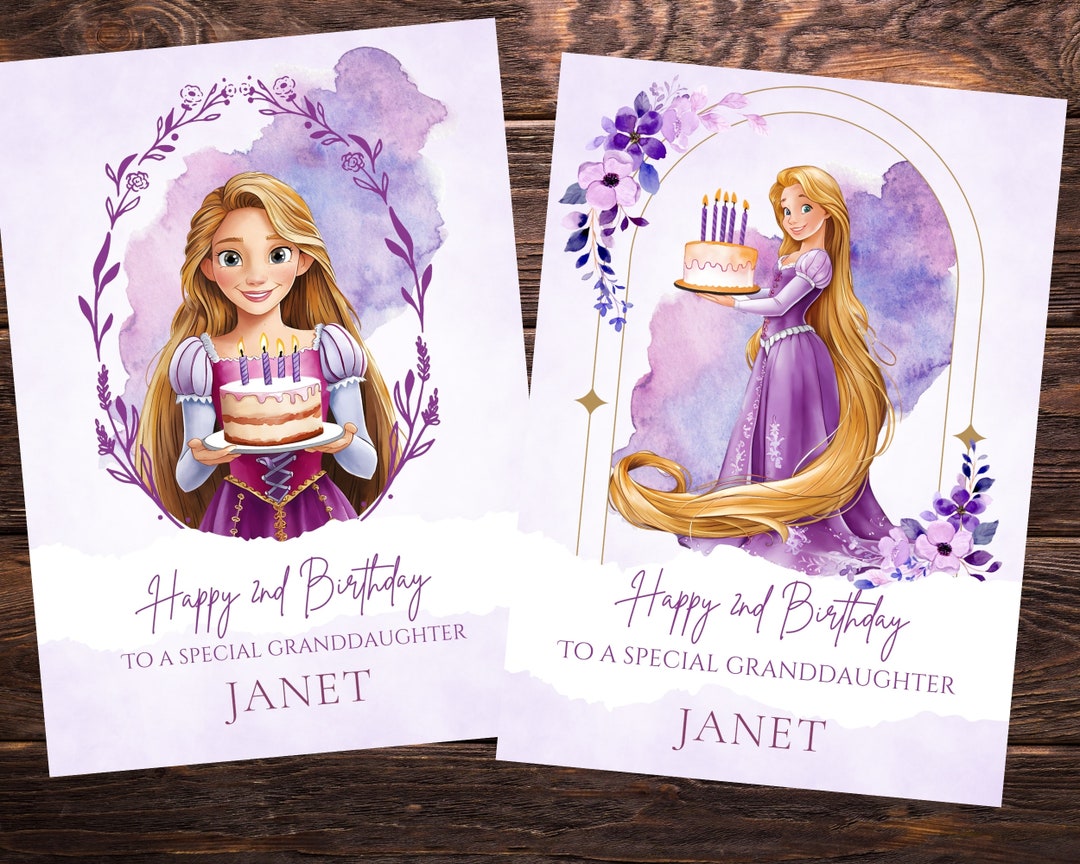 Disney Rapunzel Themed Birthday Card Rapunzel Greeting Card Custom Name ...