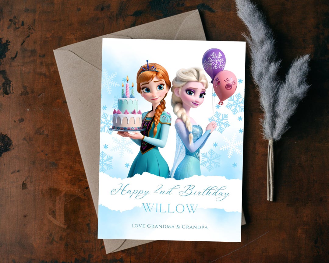 Editable Frozen Birthday Card Elsa Ana Birthday Card Little Girl ...